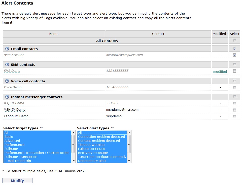 How to Customize Alert Contents from WebSitePulse